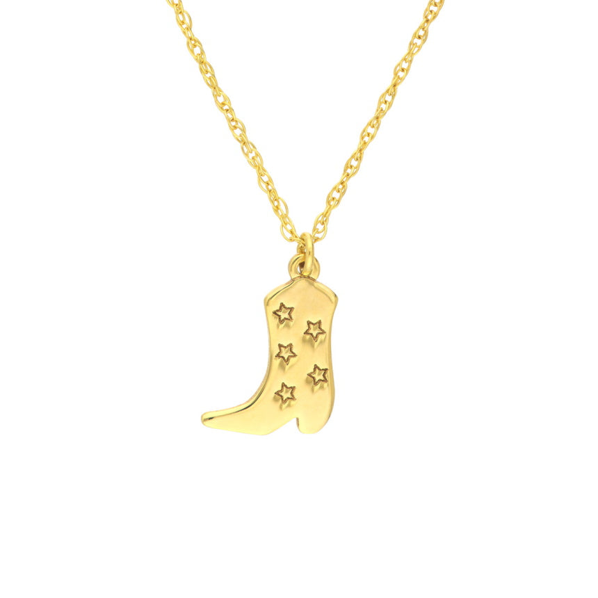Gold Cowboy Boot Necklace - Alexis Jae Jewelry