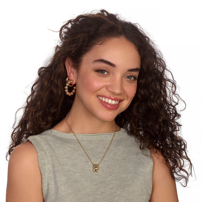 Puffy Initial Necklace - Alexis Jae Jewelry