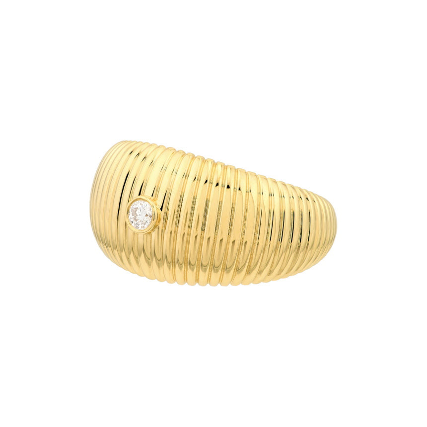 Thick Gold Ring with Diamond - Alexis Jae Jewelry
